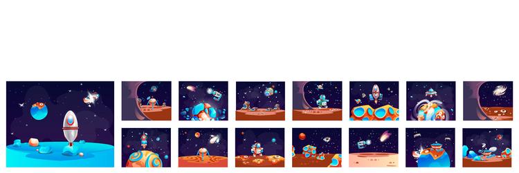 Space planet landscape set cosmic game background Vector Image