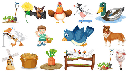 Template with girl and boy animals Royalty Free Vector Image