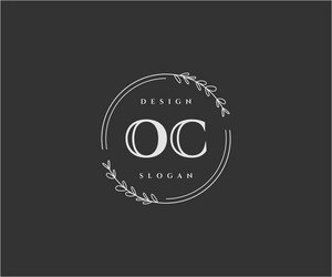Oc initial handwriting logo design Royalty Free Vector Image