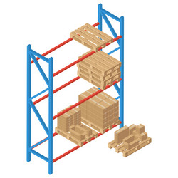 Isometric racks with pallet and box Royalty Free Vector