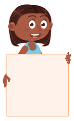 Kid hold blank board cartoon boy with empty Vector Image