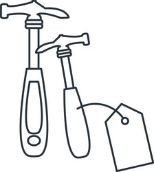 Hammer tool with price tag hanging Royalty Free Vector Image