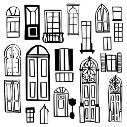 Hand drawn windows seamless pattern Royalty Free Vector