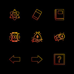 Atoms eraser book question mark right left Vector Image