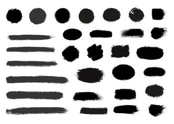 Collection of black paint ink brush strokes Vector Image