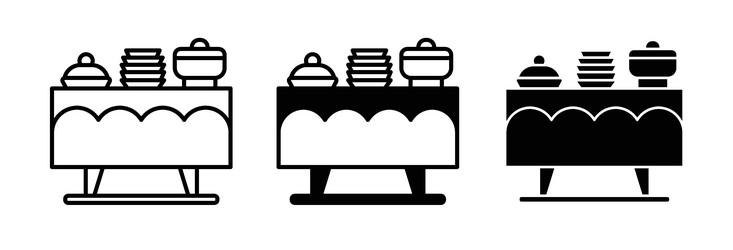 Catering buffet icon set banquet party covered Vector Image
