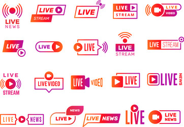 Live stream buttons online streaming player Vector Image
