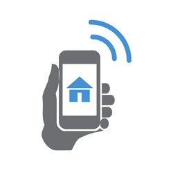 Smart home key icon on white background Royalty Free Vector