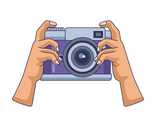 Hands using camera photographic Royalty Free Vector Image