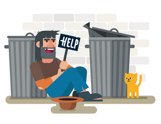 Homeless people cartoon infographics Royalty Free Vector