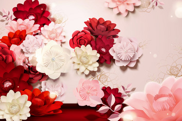 Paper flowers background Royalty Free Vector Image