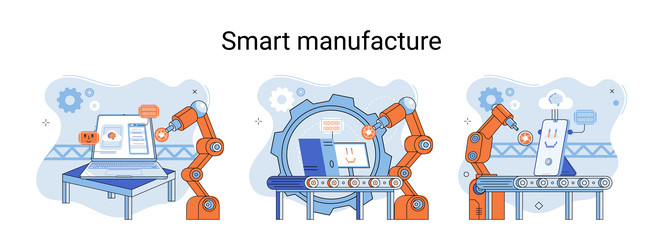 Smart manufacture metaphor with automated Vector Image