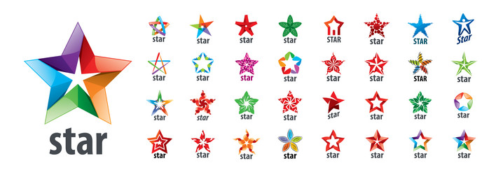 A set of logos star on white Royalty Free Vector Image