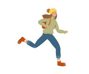 Student girl run with bag Royalty Free Vector Image