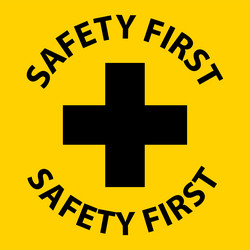 Symbol safety first sign label on white background