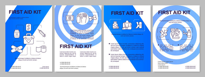 First aid kit blue brochure template Royalty Free Vector