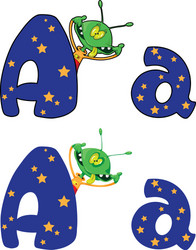 Alien golden alphabet Royalty Free Vector Image