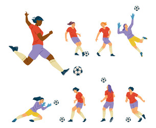 Young caucasian white woman playing football Vector Image