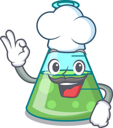 Chef with food science beaker mascot cartoon Vector Image