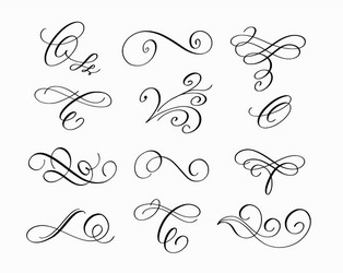 Brush calligraphy swirls and flourishes set Vector Image