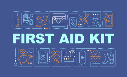 First aid kit word concepts blue banner Royalty Free Vector