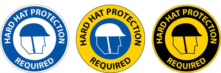 Warning hard hat protection required area sign Vector Image
