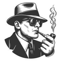 Man smoke hookah pipe exhale thick white Vector Image