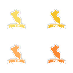Set of paper stickers on white background peru map