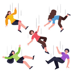 Flat people falling set Royalty Free Vector Image