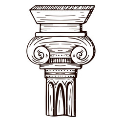 Ionic greek column style hand drawn Royalty Free Vector