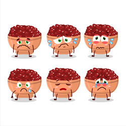 White beans cartoon character with sad expression Vector Image
