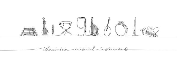 Wind musical instruments set one line art Vector Image