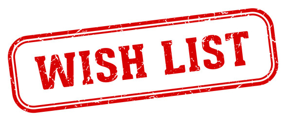 Wish list stamp wish list rectangular stamp on Vector Image