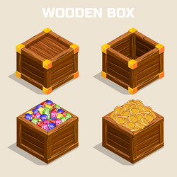 Wooden boxes in different colors Royalty Free Vector Image