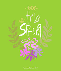 Welcome spring lettering handwritten with color Vector Image