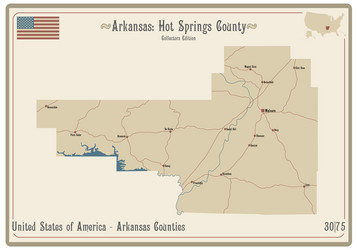 Map of hot springs county in arkansas usa Vector Image