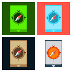 Mobile phone with compass on screen - gps concept Vector Image