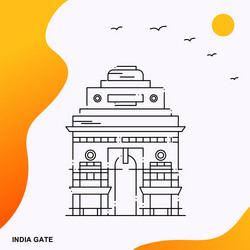 Travel india gate poster template purple creative Vector Image