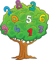 Tree with owls and numbers theme 1 Royalty Free Vector Image