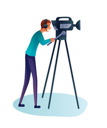 A professional cameraman character Royalty Free Vector Image