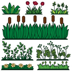 Sticker design with grass flower isolated Vector Image