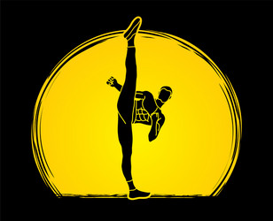 Kung fu karate high kick front view outline Vector Image