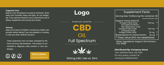 Cbd label design template dropper bottle design Vector Image