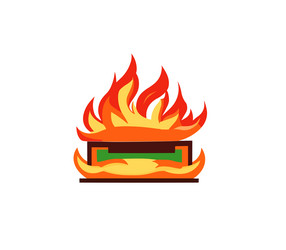 Flame fire cooking cartoon design Royalty Free Vector Image