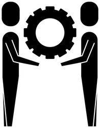 Two businessmen holding gear teamwork concept Vector Image