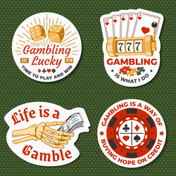 Gambling sticker logo badge design with wheel of Vector Image
