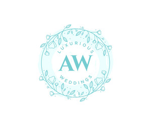 Aw initials letter wedding monogram logos Vector Image