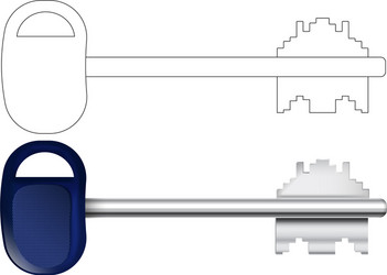 Door key black outline drawing Royalty Free Vector Image