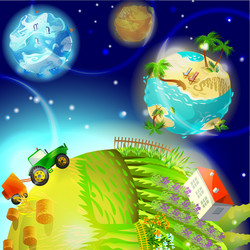 Cartoon earth planet nature concept Royalty Free Vector