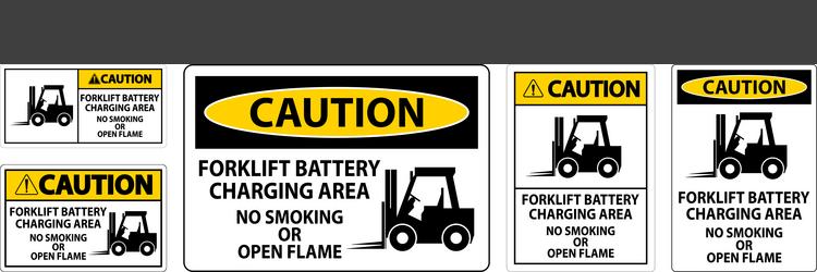 Caution sign forklift battery charging area Vector Image